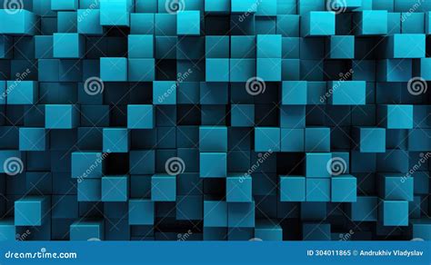cyan cubes wall background abstract illustration stock illustration