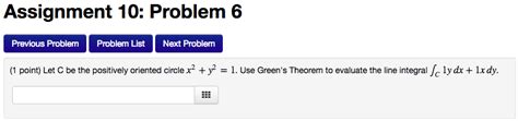 Solved Assignment 10 Problem 6 Previous Problem Problem