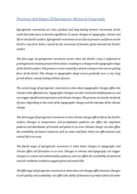 Processes And Stages Of Epeirogenic Motion In Geography Processes And