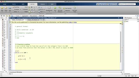 Matlab Video 28 Using While Loops Youtube
