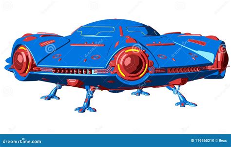 Ufo Dos Desenhos Animados Isolado No Fundo Branco Ilustração Stock