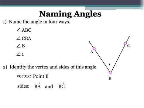 Name The Vertex And Sides Of The Angle