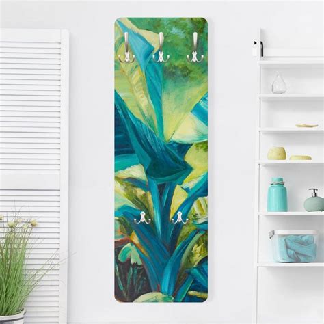 Bilderdepot24 Garderobenpaneel Türkis Blumen Floral Botanik Tropisch