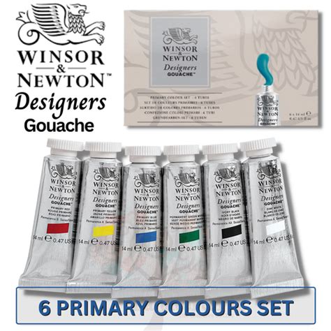 Winsor And Newton Designers Gouache Primary Colour Set 14ml 6 Colours