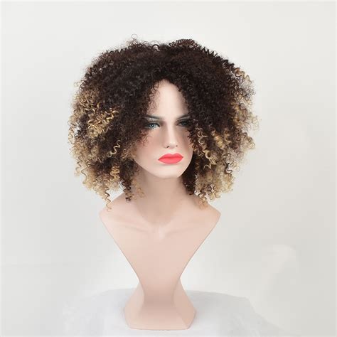 Amir Short Afro Kinky Curly Synthetic Wigs For Black Women Ombre Blonde