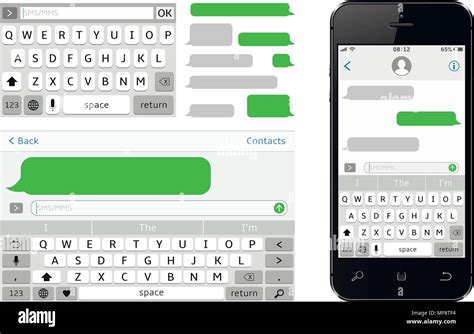 Sms Chat Composer Smartphone Chatting Sms Template Bubbles Vector