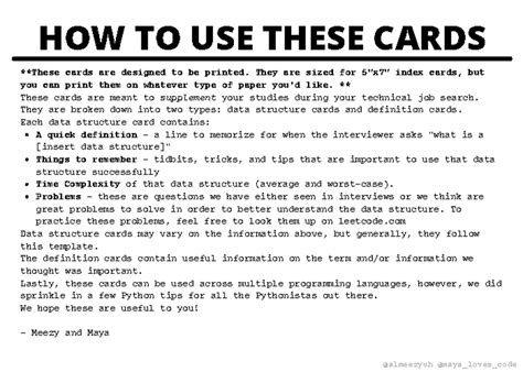 Final Data Structure Flash Cards 1 How To Use These Cards A Quick