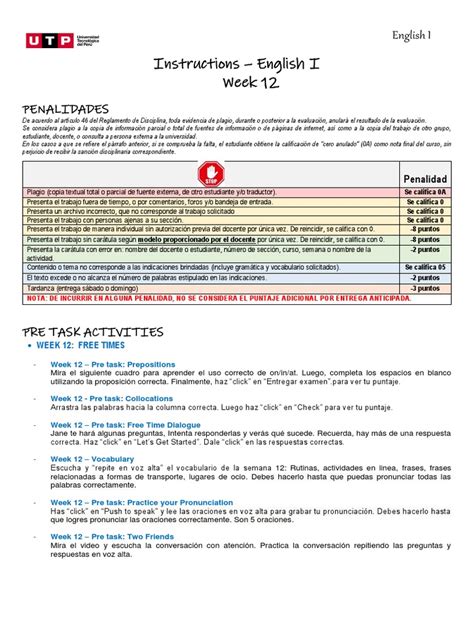 Week 12 Indicaciones En Español Inglés 1 Pdf Plagio Comunicación