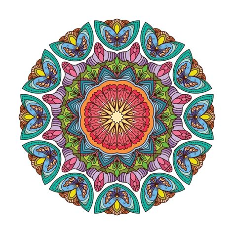 Joli motif de mandala coloré Vecteur Premium