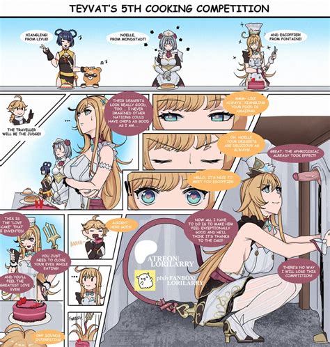 Rule 34 1boy 3girls Aether Genshin Impact Blonde Hair Chef Comic