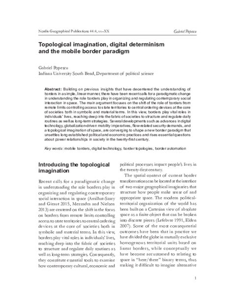 Pdf Topological Imagination Digital Determinism And The Mobile Border Paradigm
