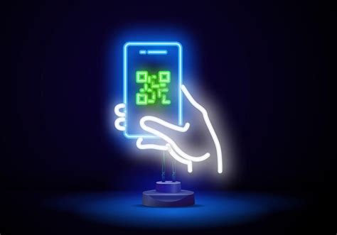 Premium Vector QR Code Smartphone Scanner Neon Light Icon Quick Response Code