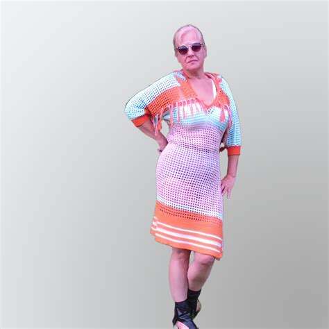 Hand Crochet Fashionable Tunic Bikini Cover Color Madness Summer