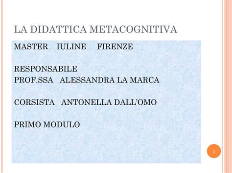 Didattica Metacognitiva Ppt
