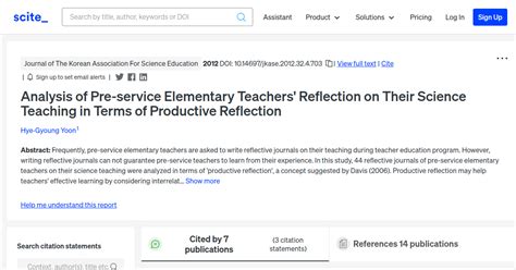 Analysis Of Pre Service Elementary Teachers Reflection On Their Science Teaching In Terms Of