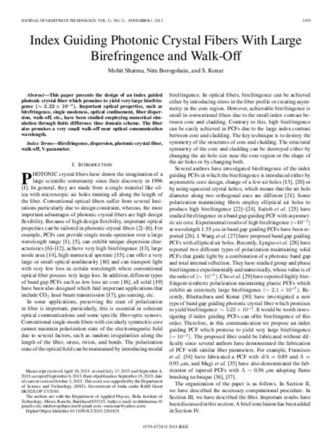 Pdf Index Guiding Photonic Crystal Fibers With Large Birefringence And Walk Off
