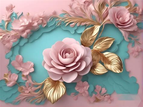 Premium Ai Image Background Illustration Flower Cyan Magenta