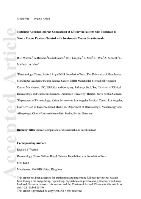 Pdf Matching‐adjusted Indirect Comparison Of Efficacy In Patients