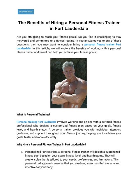 PPT The Benefits Of Hiring A Personal Fitness Trainer In Fort