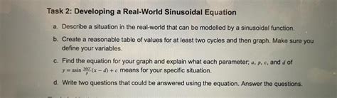 Solved Task 2 Developing A Real World Sinusoidal Equation