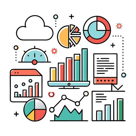 Data Analytics With Colorful Charts And Graphs Premium Ai Generated Vector