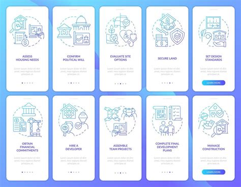 Tips For Housing Development Blue Gradient Onboarding Mobile App Screen Set 16089738 Vector Art