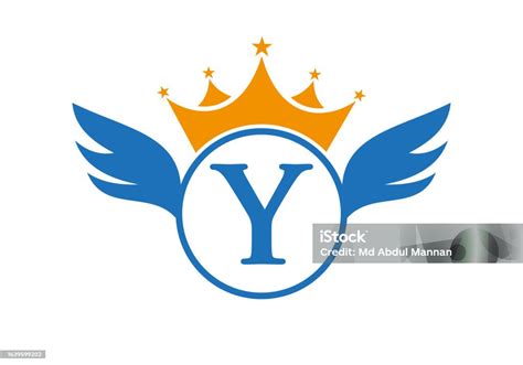 왕관 아이콘 벡터 템플릿이 있는 문자 Y 개념에 날개 로고 날개 기호 개념에 대한 스톡 벡터 아트 및 기타 이미지 개념