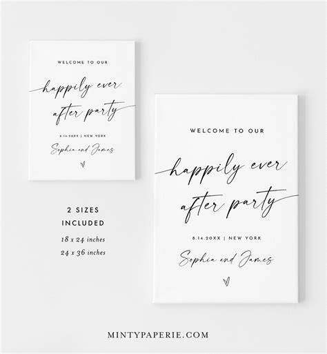 Happily Ever After Party Welcome Sign Minimalist Wedding Sign Bridal