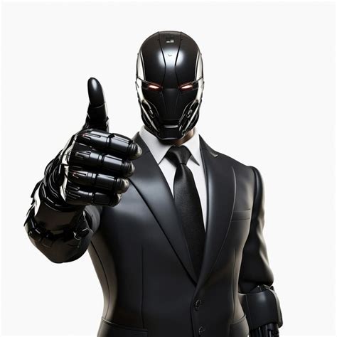 premium ai image 3d ai robot business man in suite hand thump up