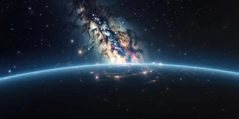 우주에서 지구까지의 모습 밤에 우주에서 본 지구 제너레이티브 Ai 프리미엄 사진