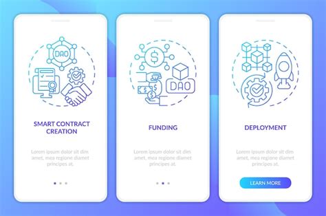 Premium Vector Dao Lunch Stages Blue Gradient Onboarding Mobile App