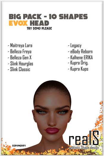 Second Life Marketplace Reals Big Pack 10 Shapes For Evox Demo