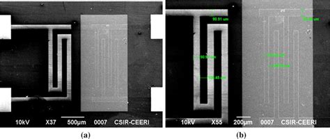 Sem Image Of Fabricated Microheater A With Pad B With Detailed Download Scientific Diagram