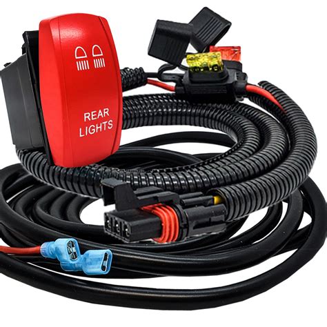10 Pulse Power Busbar Plug Wire Harness With Rear Lights Onoff Red