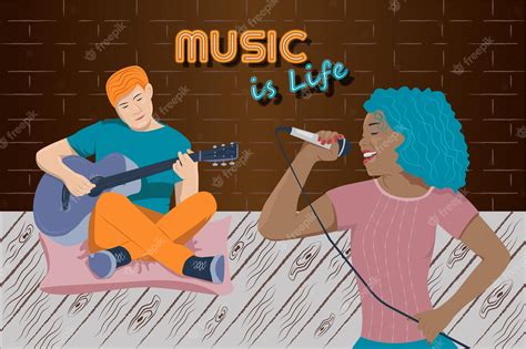Premium Vector Young Couple Woman And Man Duet