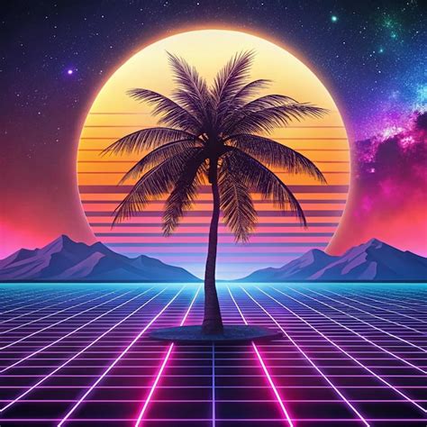 Retro Style And 80s Style Neon Background Premium Ai Generated Image