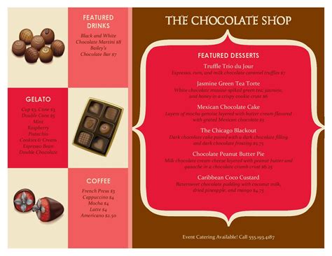 Bakery Menu Design Dessert Truffles Chocolate Martini