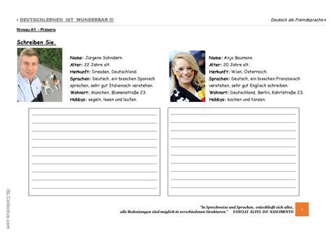 A1 Schreiben Sie Deutsch Daf Arbeitsblätter Pdf And Doc