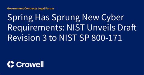 Spring Has Sprung New Cyber Requirements Nist Unveils Draft Revision 3