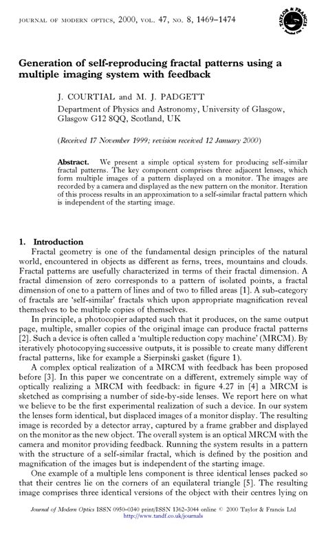 Pdf Generation Of Self Reproducing Fractal Patterns Using A Multiple