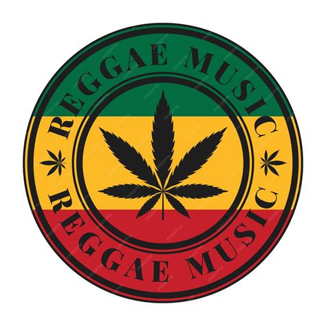 Premium Vector Cannabis Reggae Music Round Stamp Badge On Rasta Flag