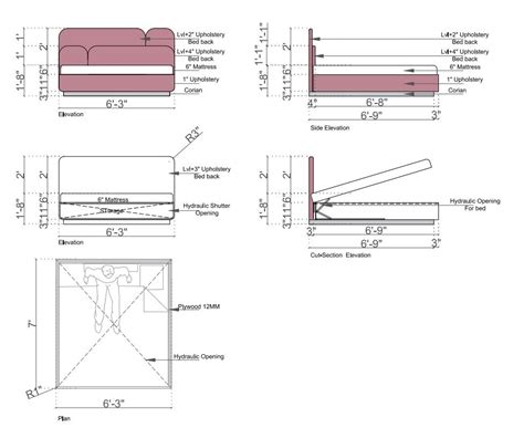 hydraulic bed with unique bed back design