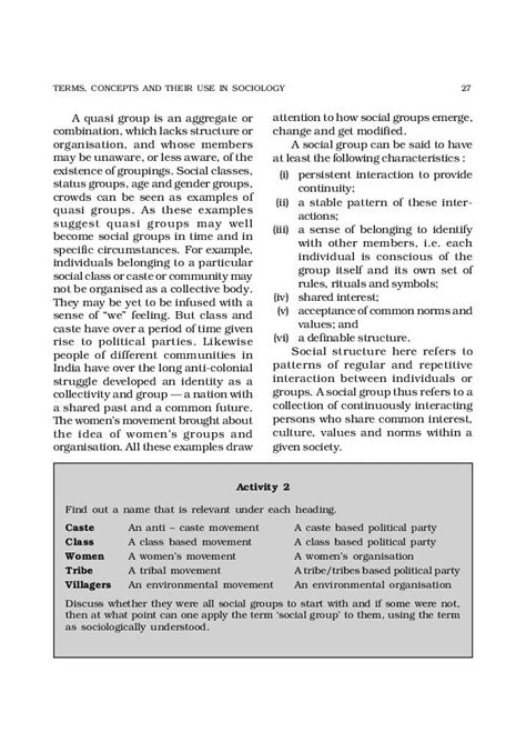 NCERT Book Class 11 Sociology Chapter 2 Terms Concepts And Their Use