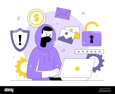 Hacking Activity Vector Line Concept Stock Vector Image Art Alamy