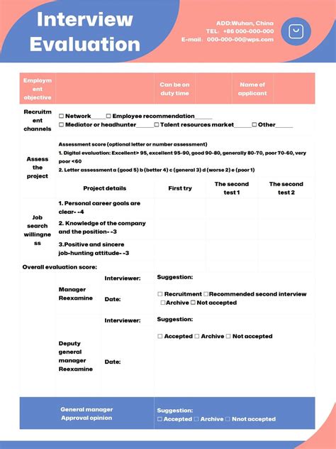 WORD Of Interview Evaluation2 Docx WPS Free Templates