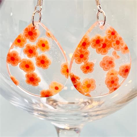 Peach Drop Earrings Etsy
