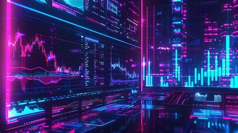 Neonlit Digital Trading Interface With Charts And Data Visualizations