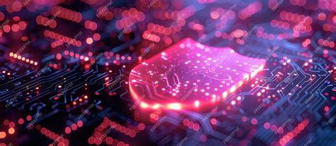 Futuristic Cybersecurity Concept With Glowing Shield On Circuit Board Representing Data