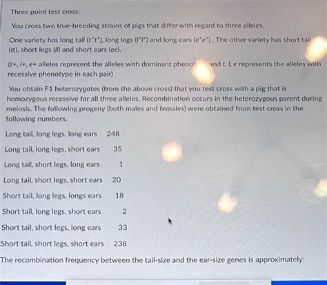 solved three point test cross you cross two true breeding