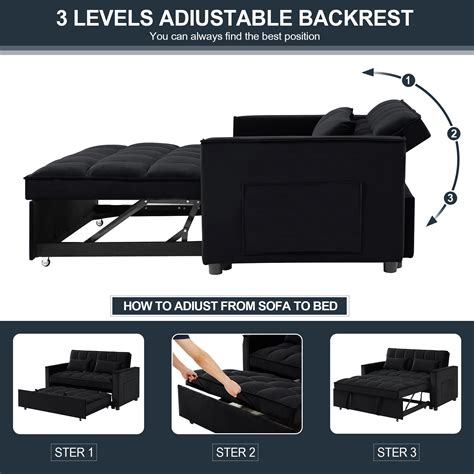 Muumblus 55 Pull Out Loveseat Futon Couch Convertible Sleeper With